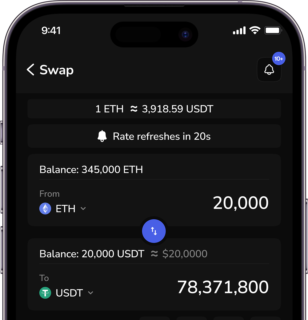 Convert ETH to USDT